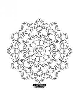 Happy Mandala Coloring Page - Color With Jade